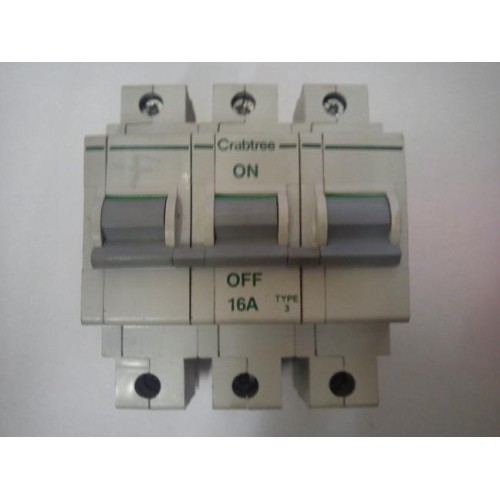 Crabtree Polestar 16a Triple Pole Mcb